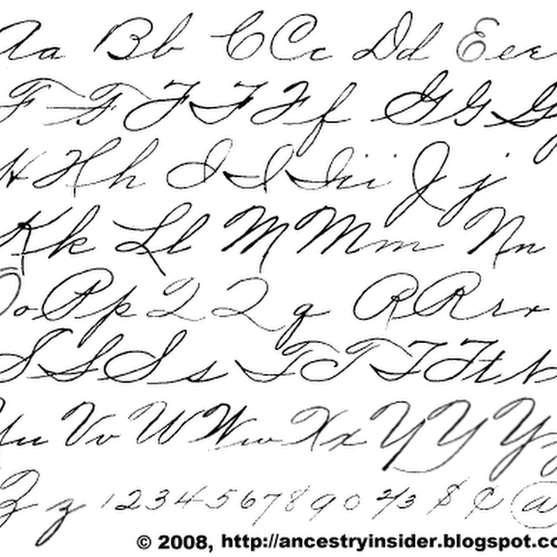 Old English Cursive Alphabet Chart